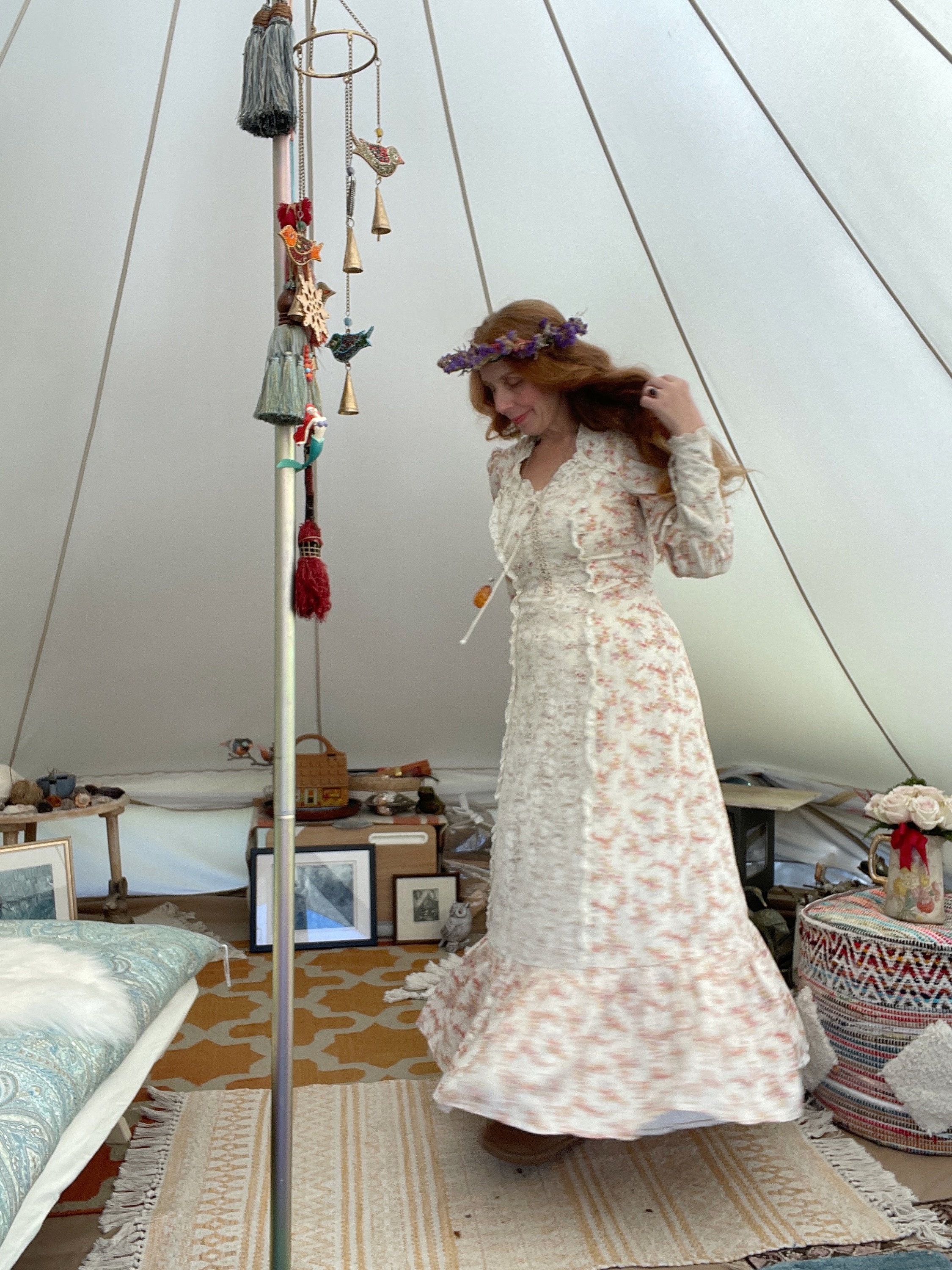 Prettiest Ever Lace Apron Front Corset Maxi Length Hippie Princess ...