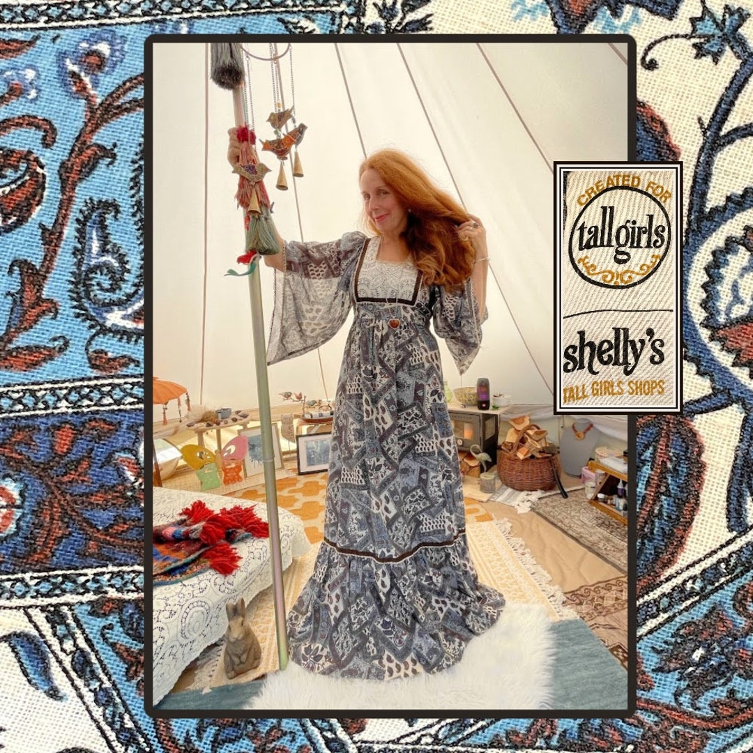 Shelly's Tall Girls Indigo 'n Sienna Hippie Patchwork Print Maxi-length ...