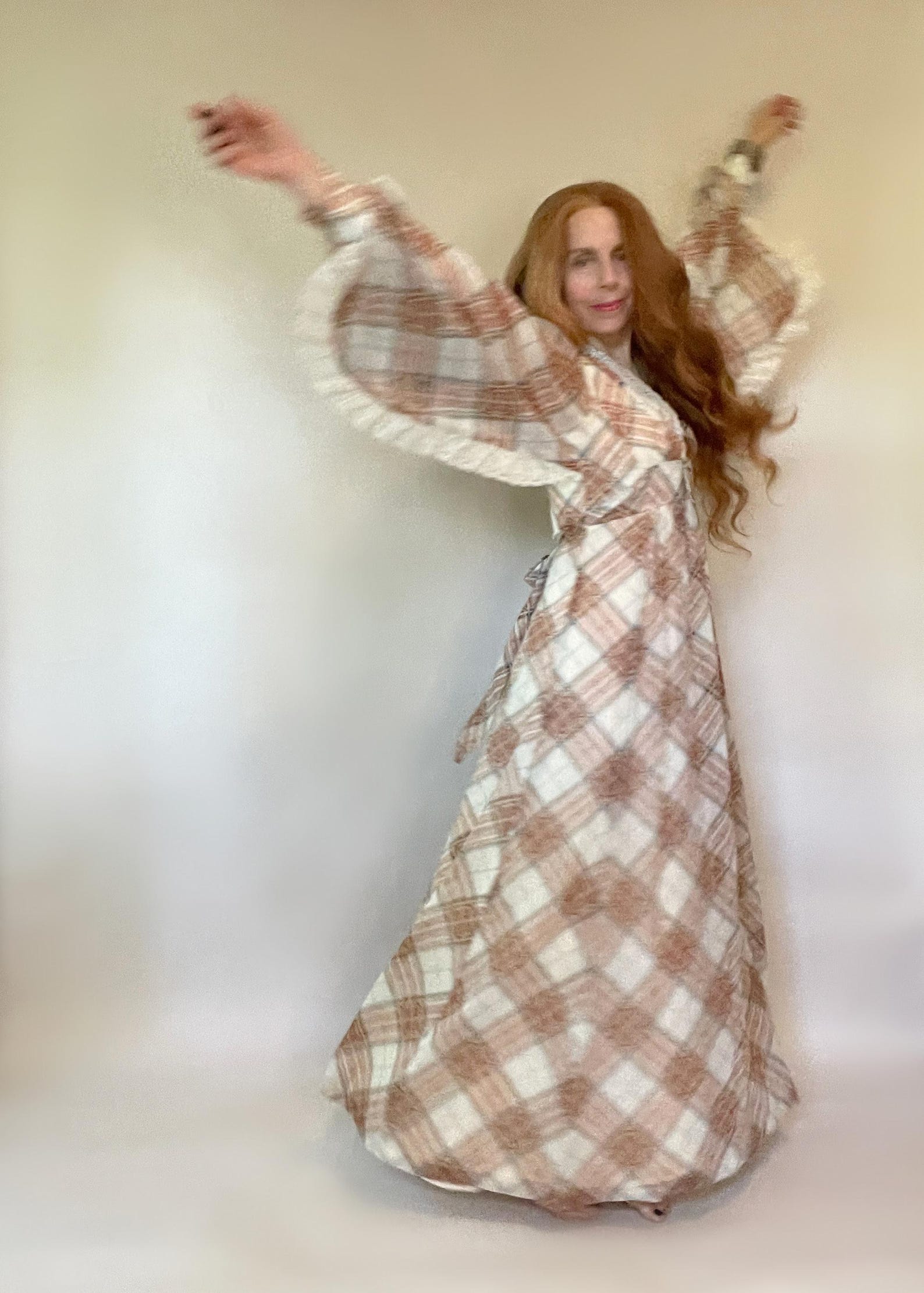 Fabulous Vintage 1970s Plaid Autumn Fall Colors Dress With Huge Angel ...
