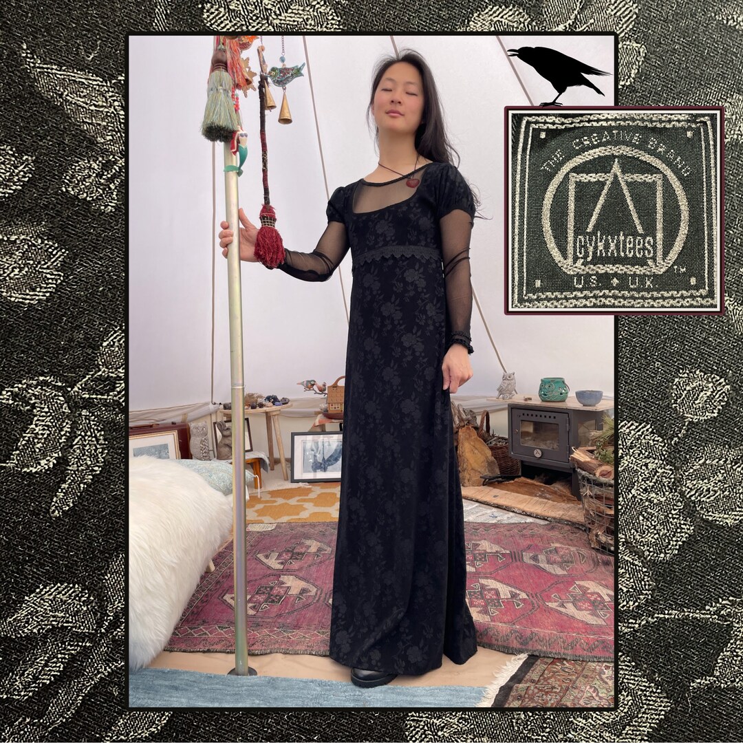 Rare Gothic Regency Style Maxi Dress in Stretch Damask by Cykxtees ...