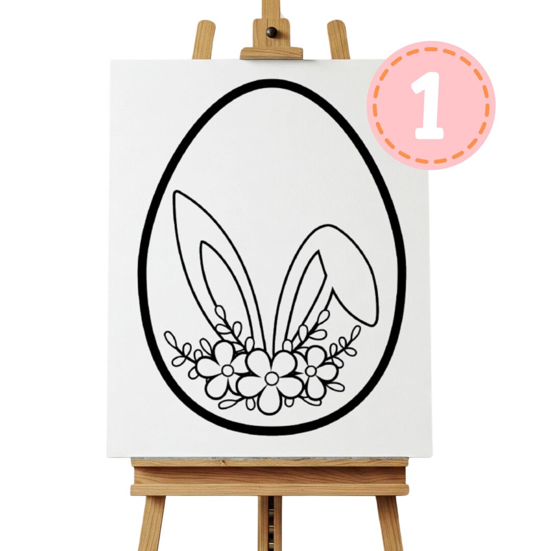 Easter Pre-drawn Canvases Sip Paint Party Kit Outline Canvas Date Night ...