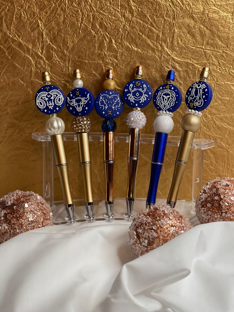 Zodiac Beaded Ink Pen With Constellation Focal Bead - Etsy