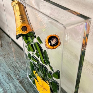 Custom Shattered Champagne Bottle • Clear Broken Glass Epoxy Art ...