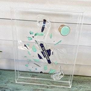 Custom Shattered Champagne Bottle • Clear Broken Glass Epoxy Art ...