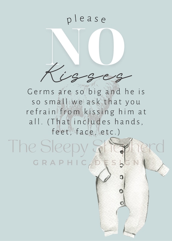 New Baby No Kissing Sign Boy - Etsy