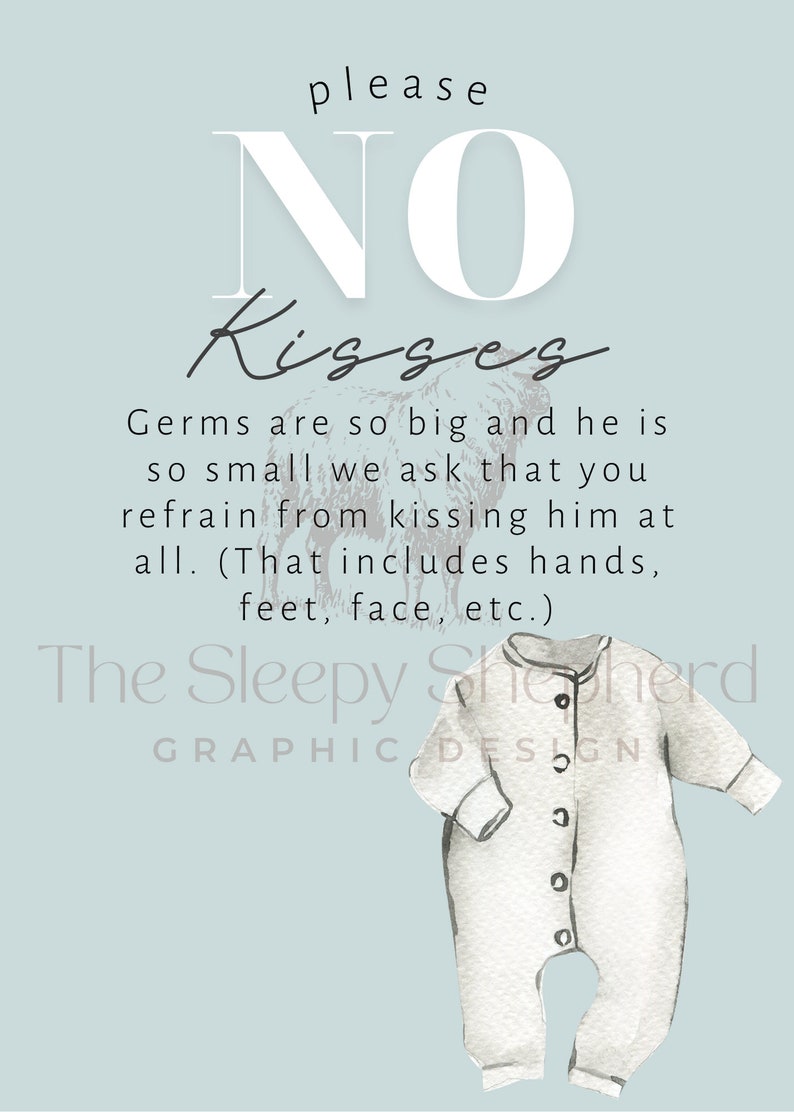 New Baby No Kissing Sign - Boy - Etsy