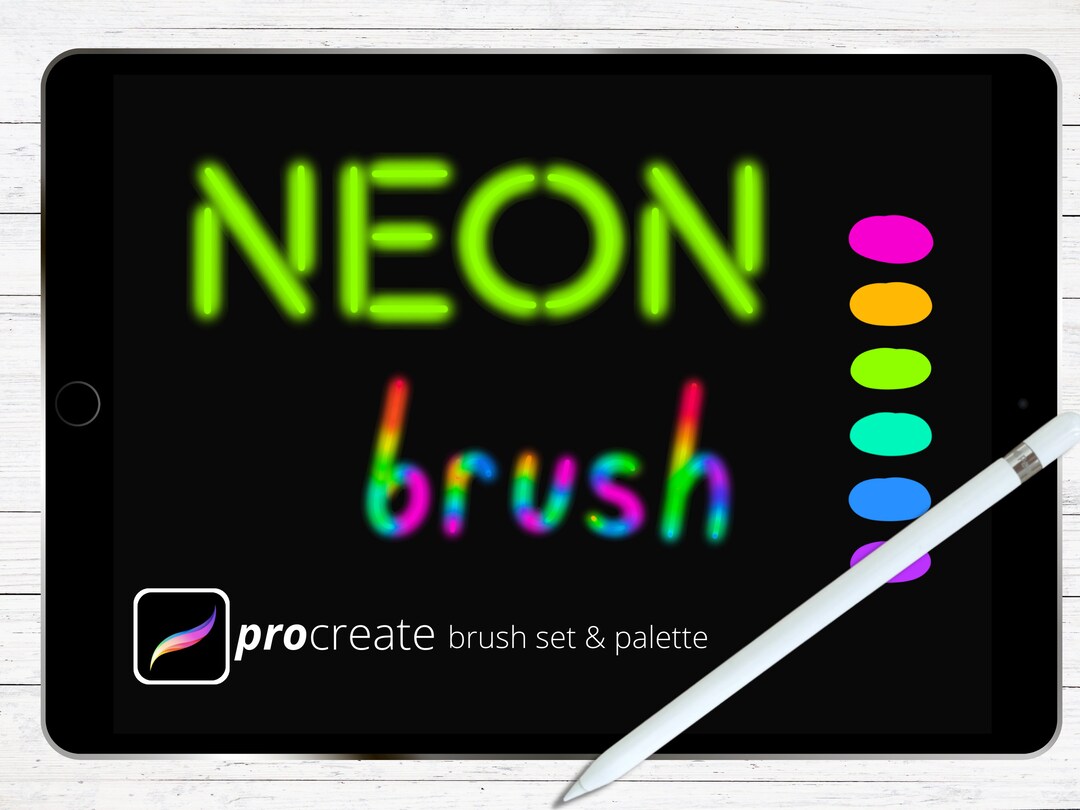 Neon Procreate Brush, Glow Procreate Brush, Glow Monoline Brush ...