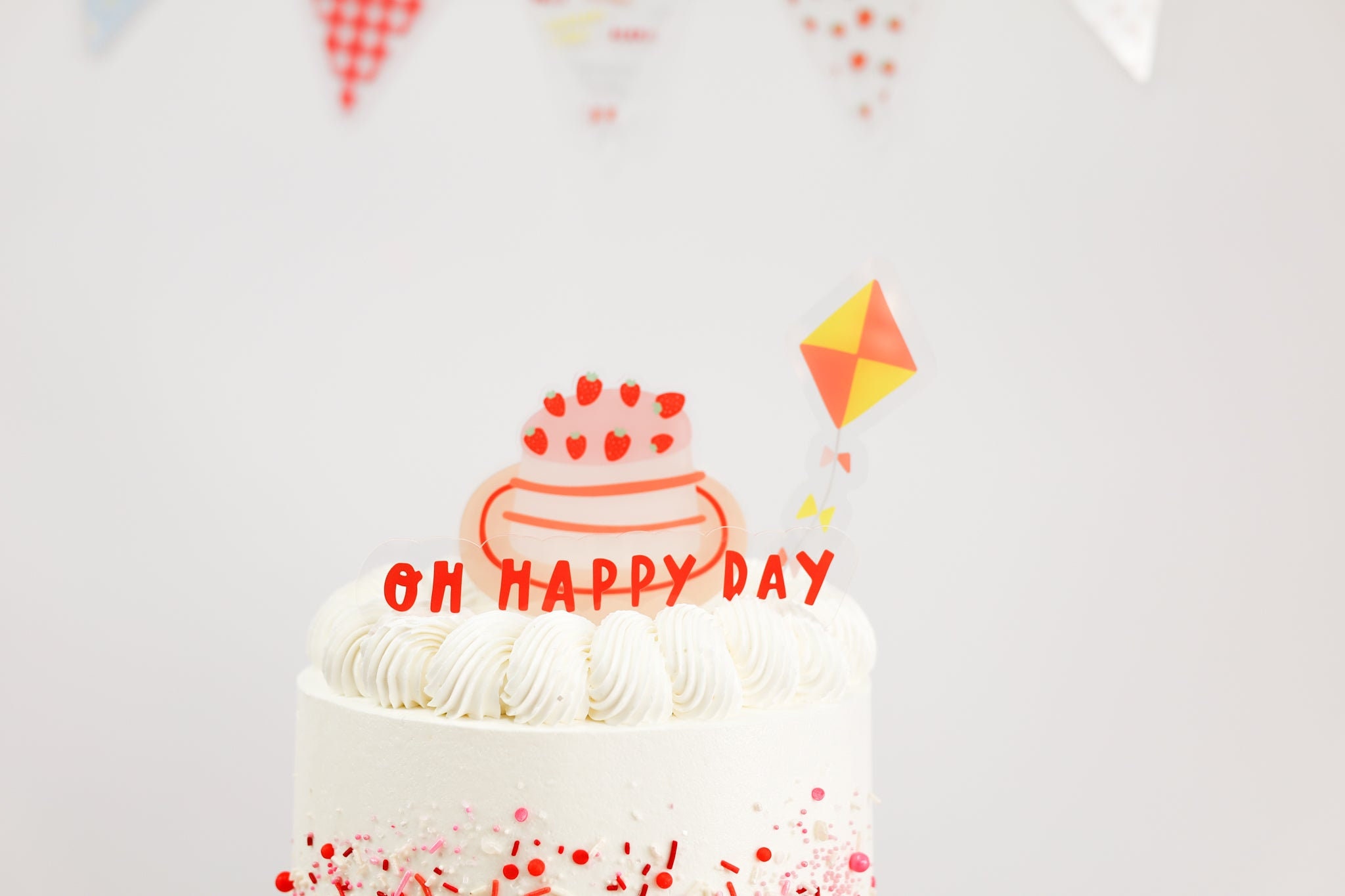 Strawberry Picnic Acrylic Cake Topper Set | Kite Cake Topper | Birthday ...