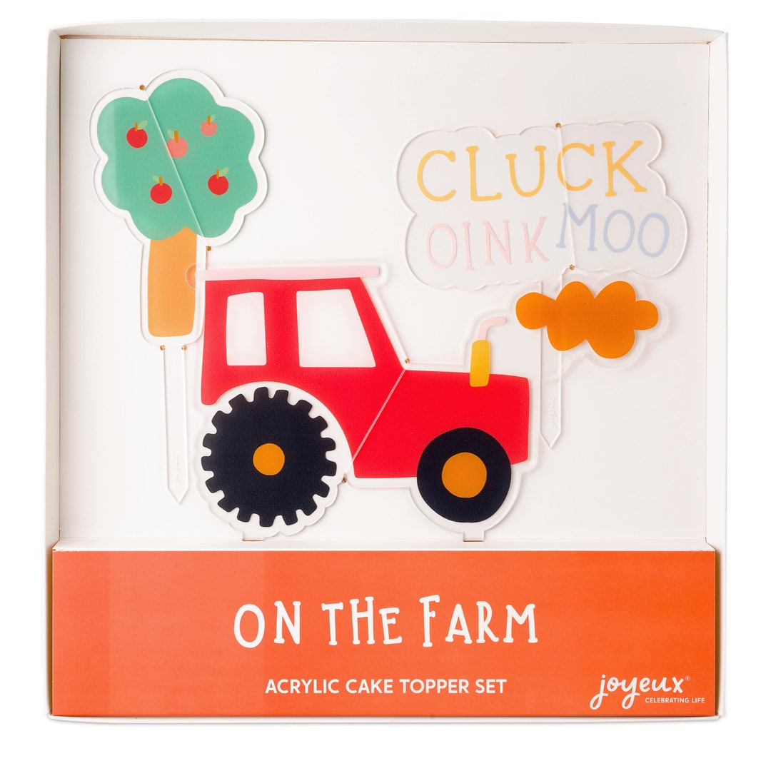 On the Farm Acrylic Cake Topper Set | Farm Cake Topper | Tractor | Farm ...