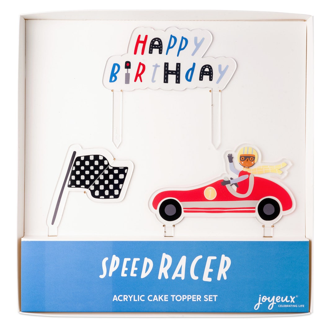 Speed Racer Acrylic Cake Topper Set | Race Car Cake Topper | Race Car ...