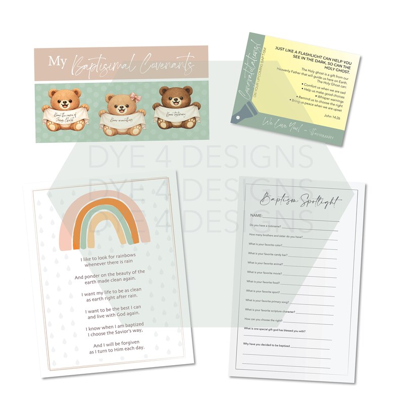 Baptism Handouts and Printables | Baptism Bears, Holy Ghost, Gifts - Etsy