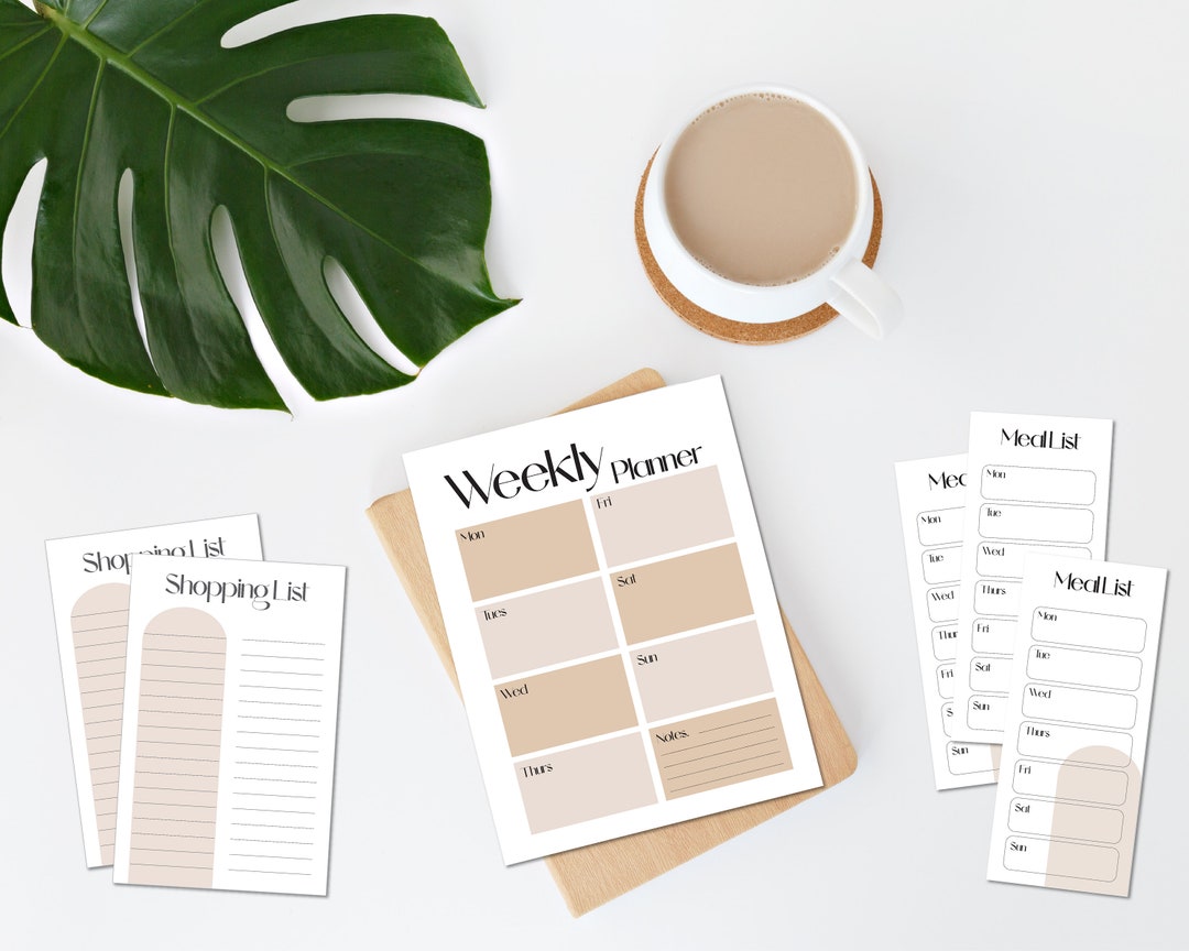 Weekly Planner Schedule Shopping List Meal Prep Planning Notepad ...