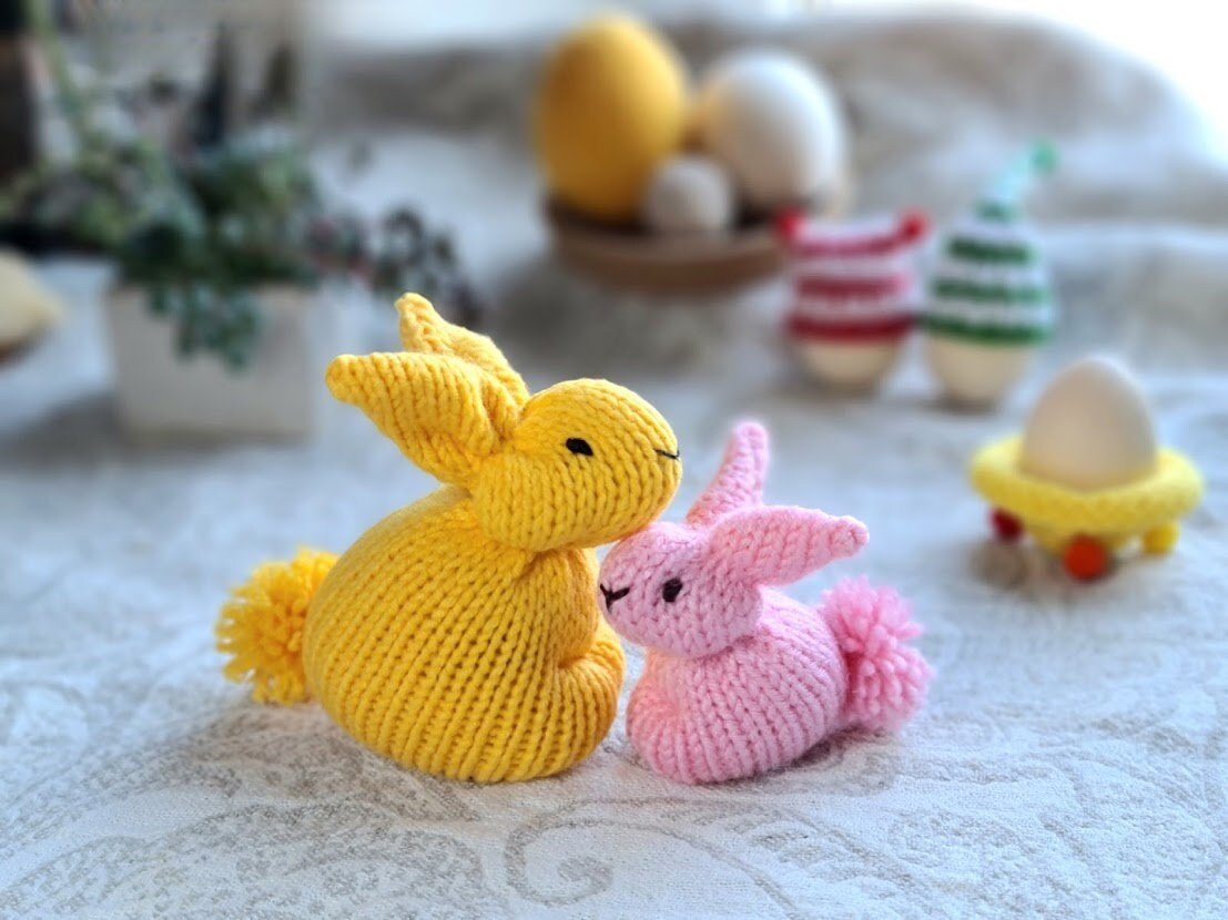 Easter Decor Rabbit Knitting Pattern Square Rabbit Toy - Etsy