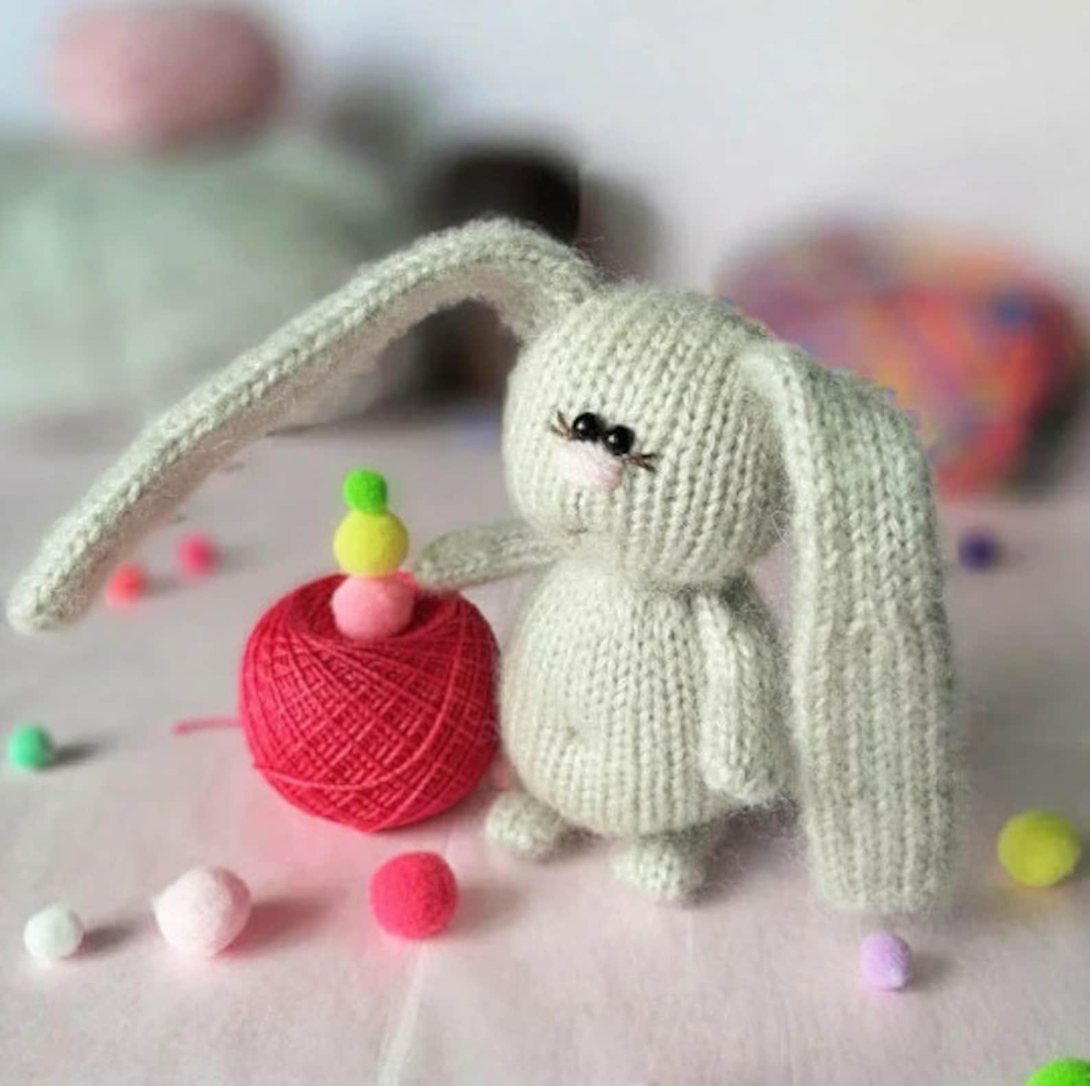 KNITTING PATTERN Bunny for TOY Plush in a Hot Pink Dress, Crafts ...