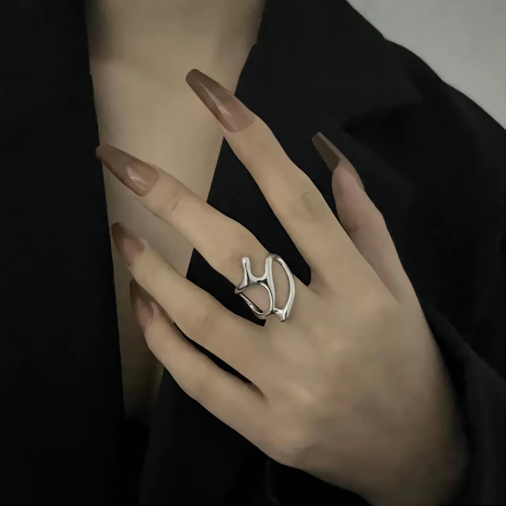 Silver Geometric Twisted Silver Ringabstract Irregular Silver - Etsy