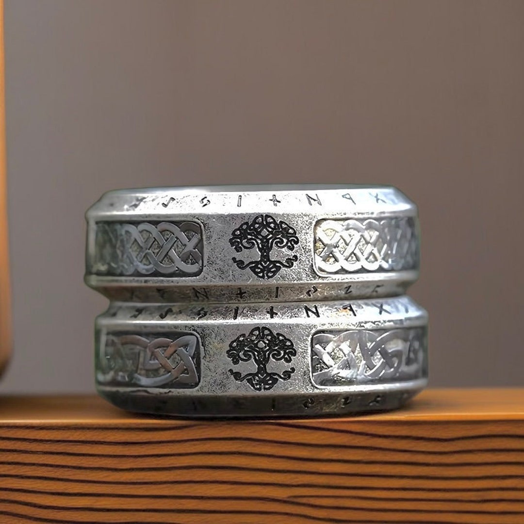 Stainless Steel Viking Tree of Life Yggdrasil Ring Vikings Ring Band ...