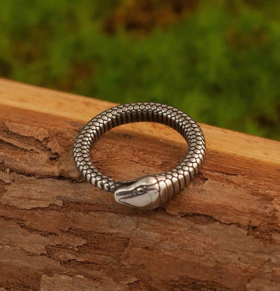 Mens Silver Snake Ring, Mens Band Pattern Ring, Twisted Snake Ring ...