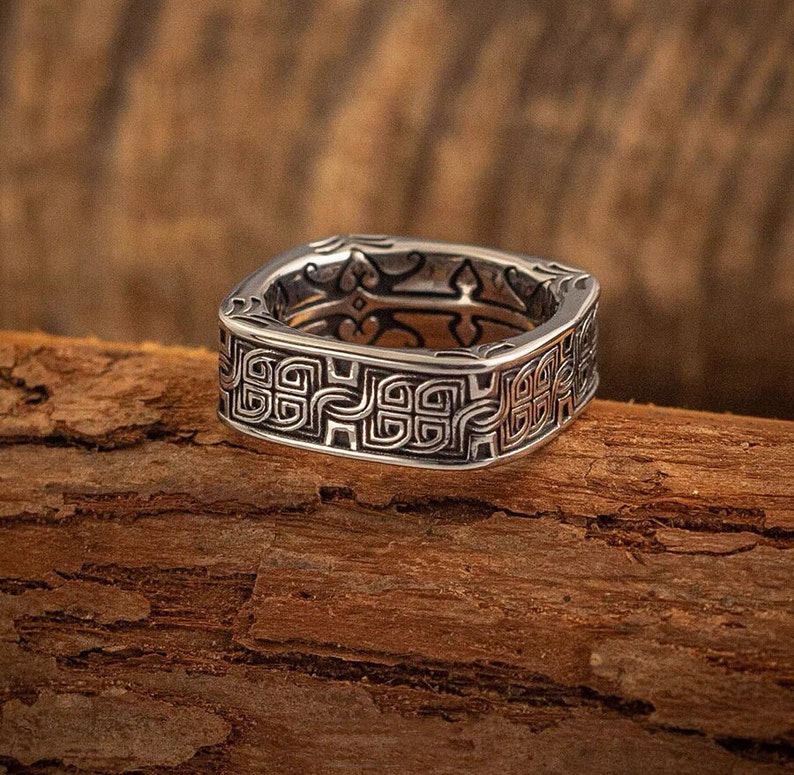 Mens Silver Square Signet Ring, Silver Square Geometric Band Rings ...