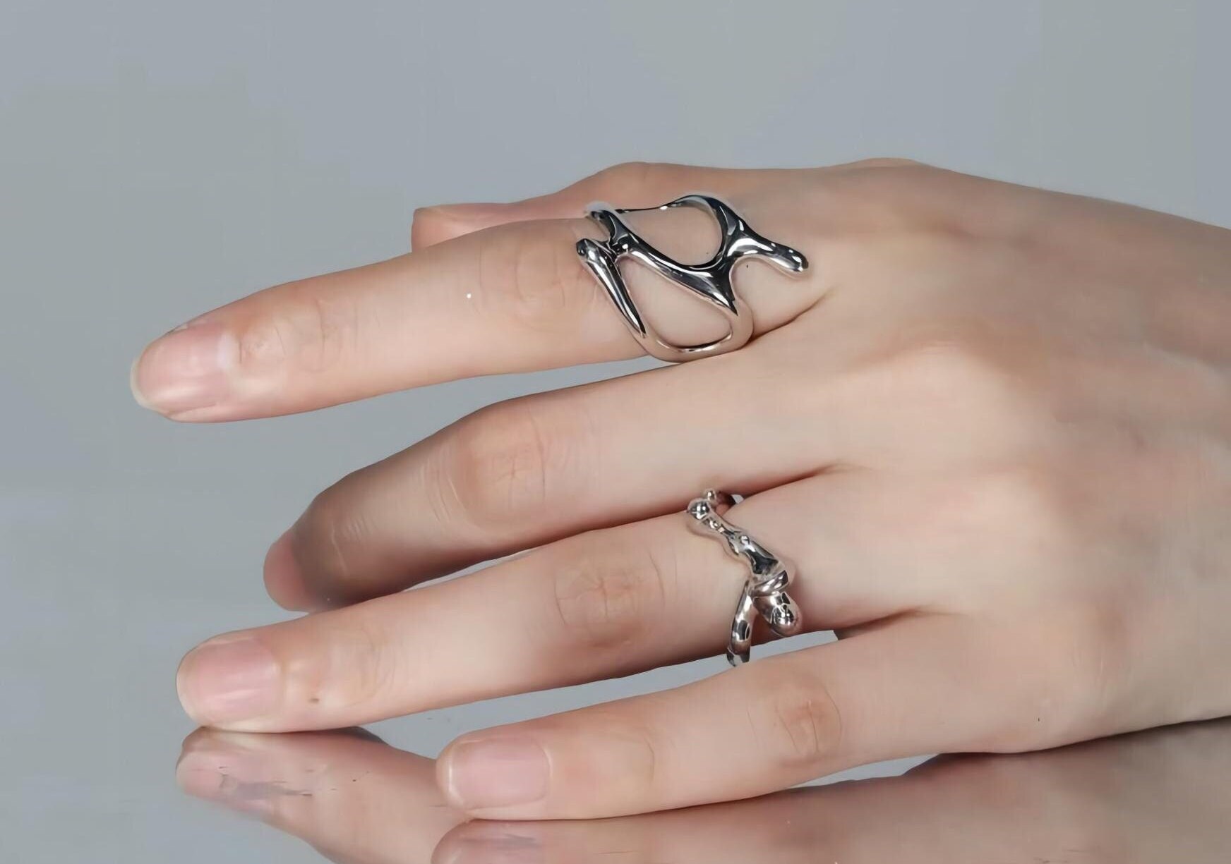 Silver Geometric Twisted Silver Ringabstract Irregular Silver - Etsy