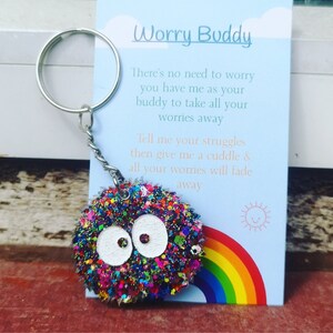 Worry Buddy Keyring: Glitter Anxiety Gift, Self Care Token - Etsy