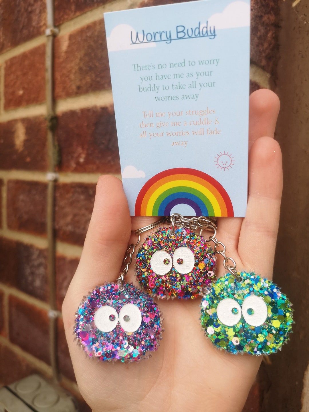 Worry Buddy Keyring: Glitter Anxiety Gift, Self Care Token - Etsy