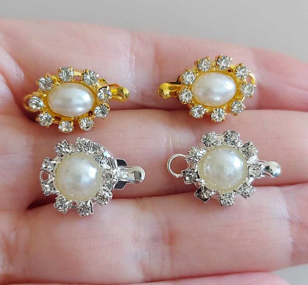 Flower Shaped Zirconia Box Clasp, With Imitation Pearl, Interlocking ...