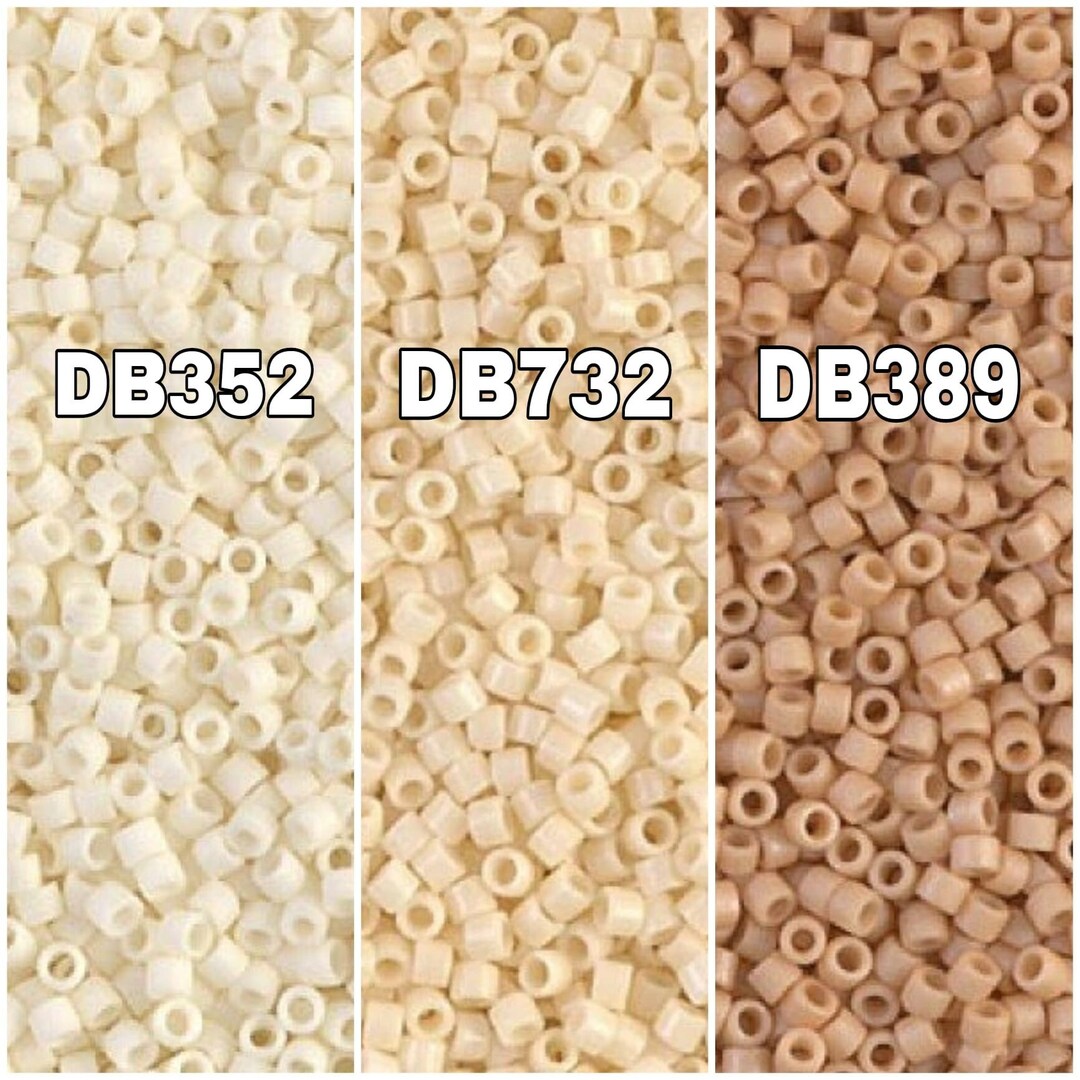 Miyuki Delica 11/00, DB352 Matte Op. Cream, DB732 Op. Dark Cream, DB389 ...