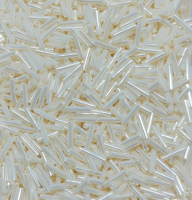 Miyuki Bugles Size 6mm, Miyuki Slender Bugle 1.3x6mm, Ivory Pearl ...