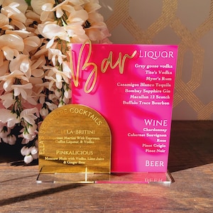Stylish Acrylic Menu Sign for Bar | Customized Wedding Menu Board ...