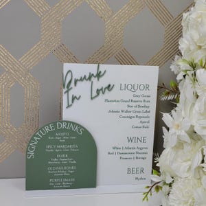 Wedding Menu, Minimalist, Script, Menu, Wedding Table Menu Card, Tall Menu, Stylish Acrylic Menu ...