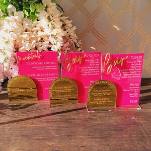 Stylish Acrylic Menu Sign for Bar | Customized Wedding Menu Board ...