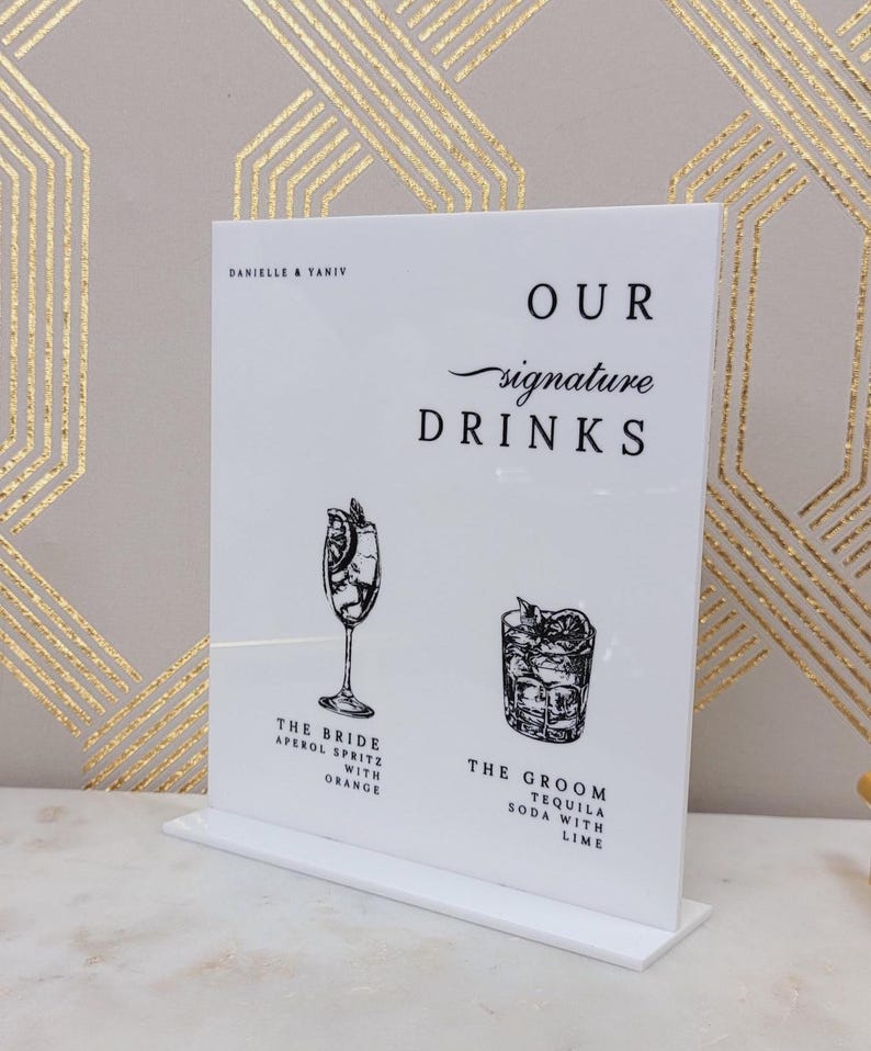 Stylish Acrylic Menu Sign for Bar Customized Wedding Menu Board ...