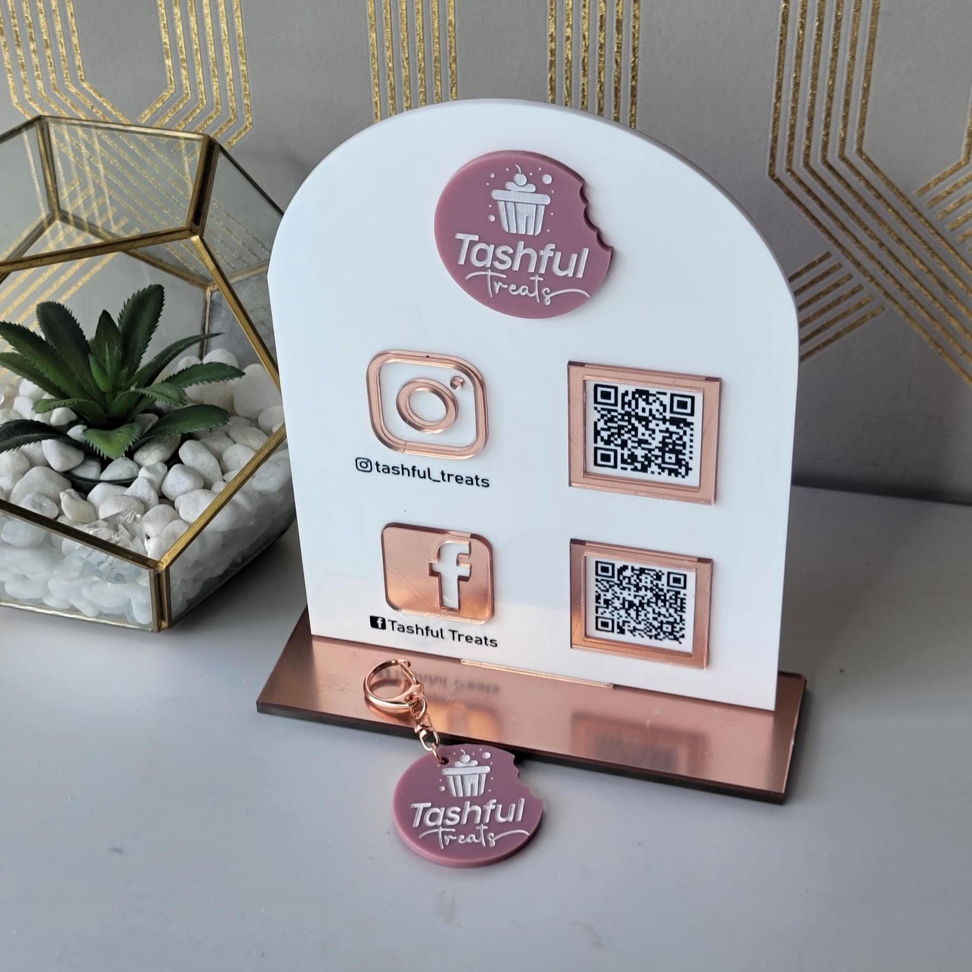 Custom QR Code Business Sign: Acrylic Social Media Display - Etsy