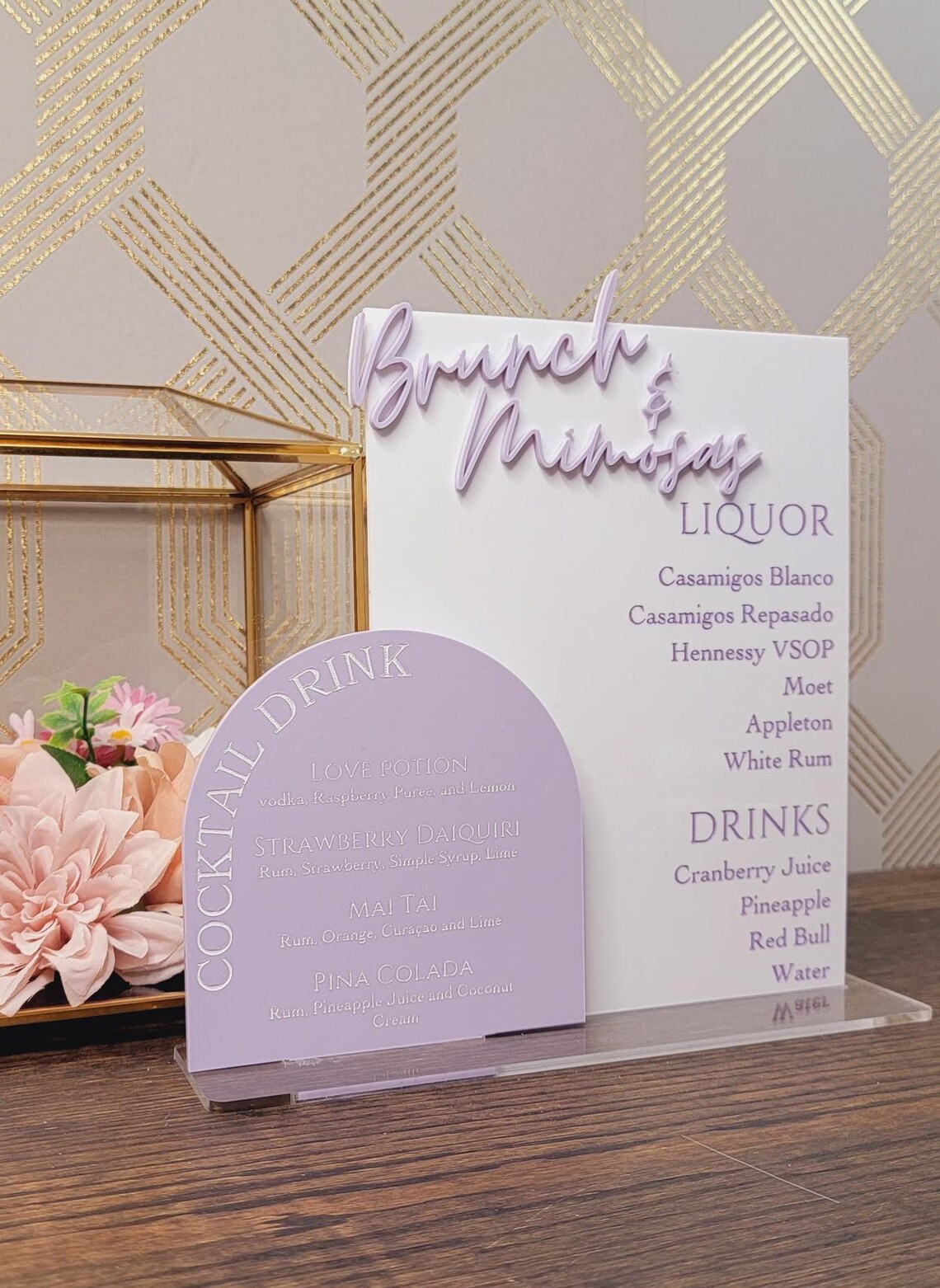 Double Arch Bar Menu, 3D Bar Writing, Wedding Decorstylish Acrylic Menu ...