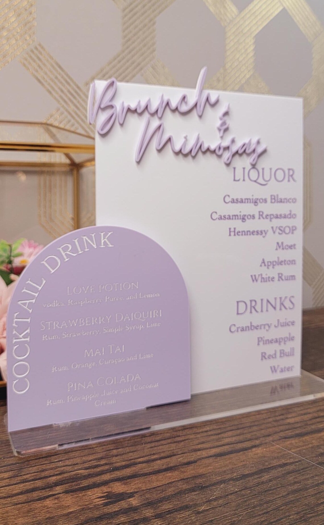 Double Arch Bar Menu, 3D Bar Writing, Wedding Decorstylish Acrylic Menu ...
