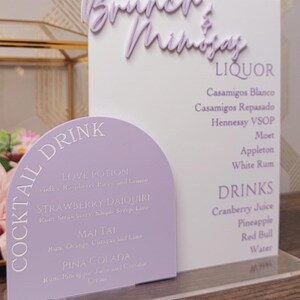 Double Arch Bar Menu, 3D Bar Writing, Wedding Decorstylish Acrylic Menu ...