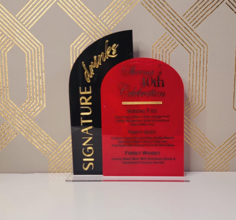 Stylish Acrylic Menu Sign for Bar | Customized Wedding Menu Board ...