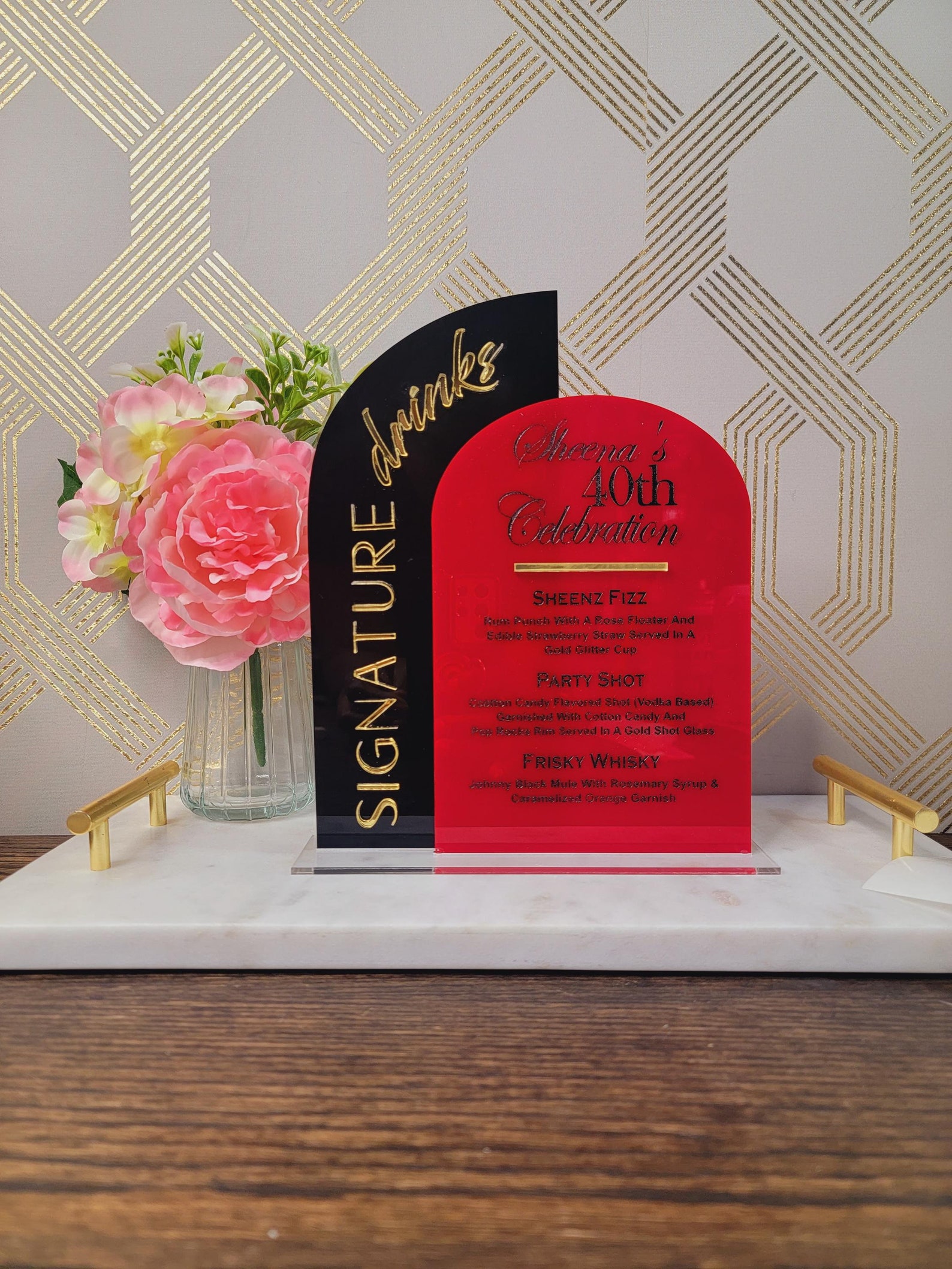 Stylish Acrylic Menu Sign for Bar Customized Wedding Menu Board ...