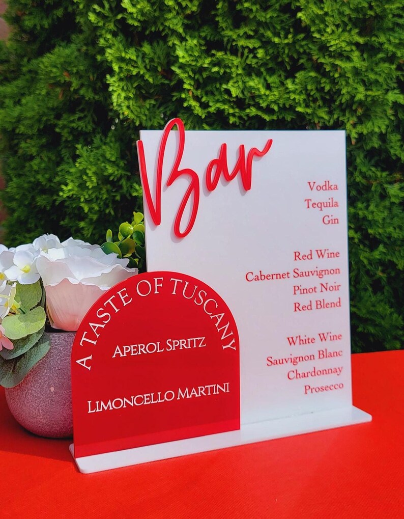 Double Arch Bar Menu, 3D Bar Writing, Wedding Decorstylish Acrylic Menu ...