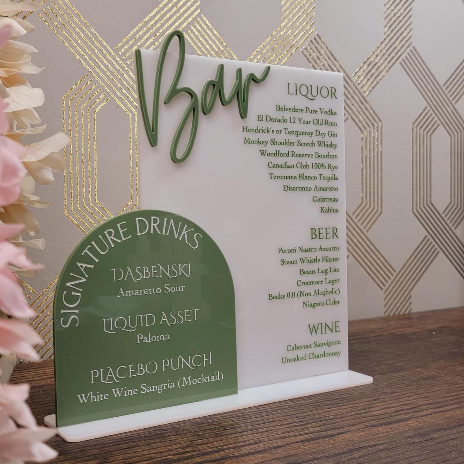 Double Arch Bar Menu, 3D Bar Writing, Wedding Decorstylish Acrylic Menu ...