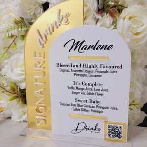 Stylish Acrylic Menu Sign for Bar Customized Wedding Menu Board ...