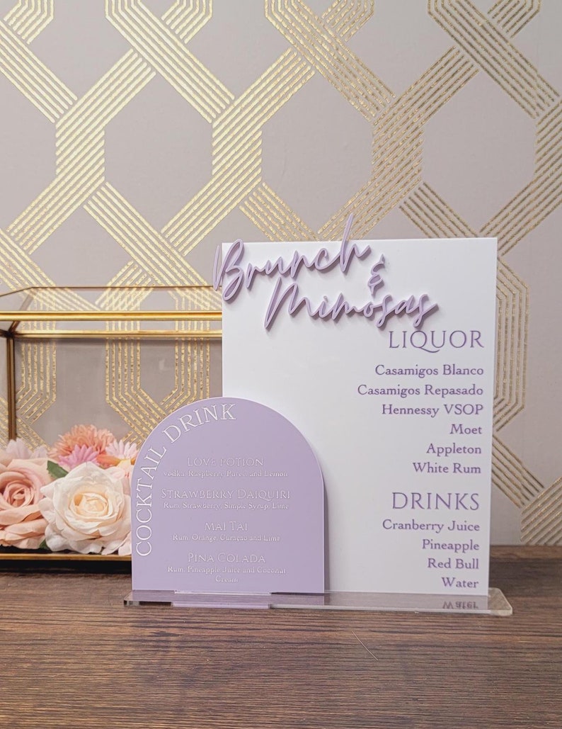 Double Arch Bar Menu, 3D Bar Writing, Wedding Decorstylish Acrylic Menu ...