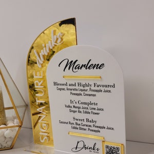 Stylish Acrylic Menu Sign for Bar Customized Wedding Menu Board ...