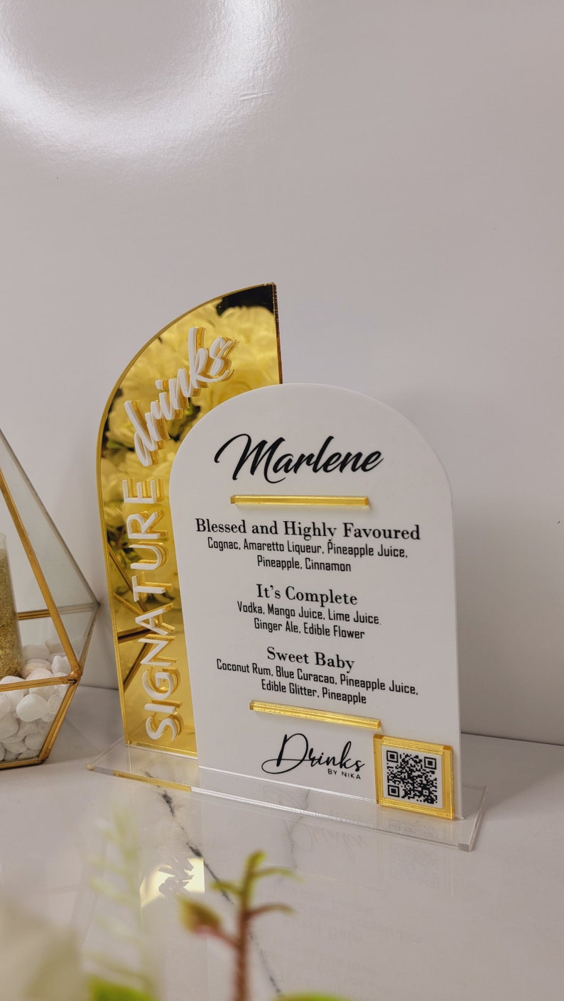 Stylish Acrylic Menu Sign for Bar Customized Wedding Menu Board ...