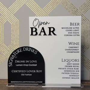 Stylish Acrylic Menu Sign for Bar | Customized Wedding Menu Board ...