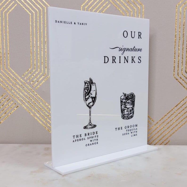 Stylish Acrylic Menu Sign for Bar Customized Wedding Menu Board ...