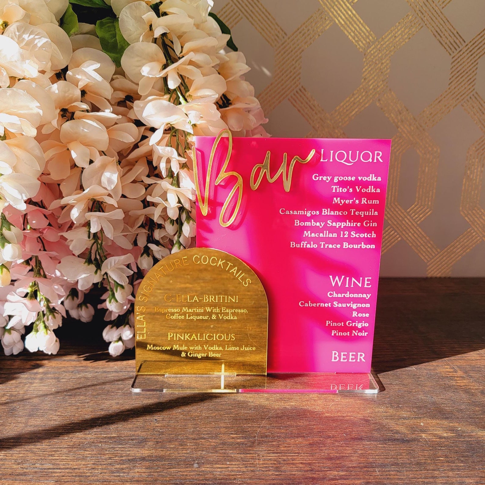 Stylish Acrylic Menu Sign for Bar | Customized Wedding Menu Board ...