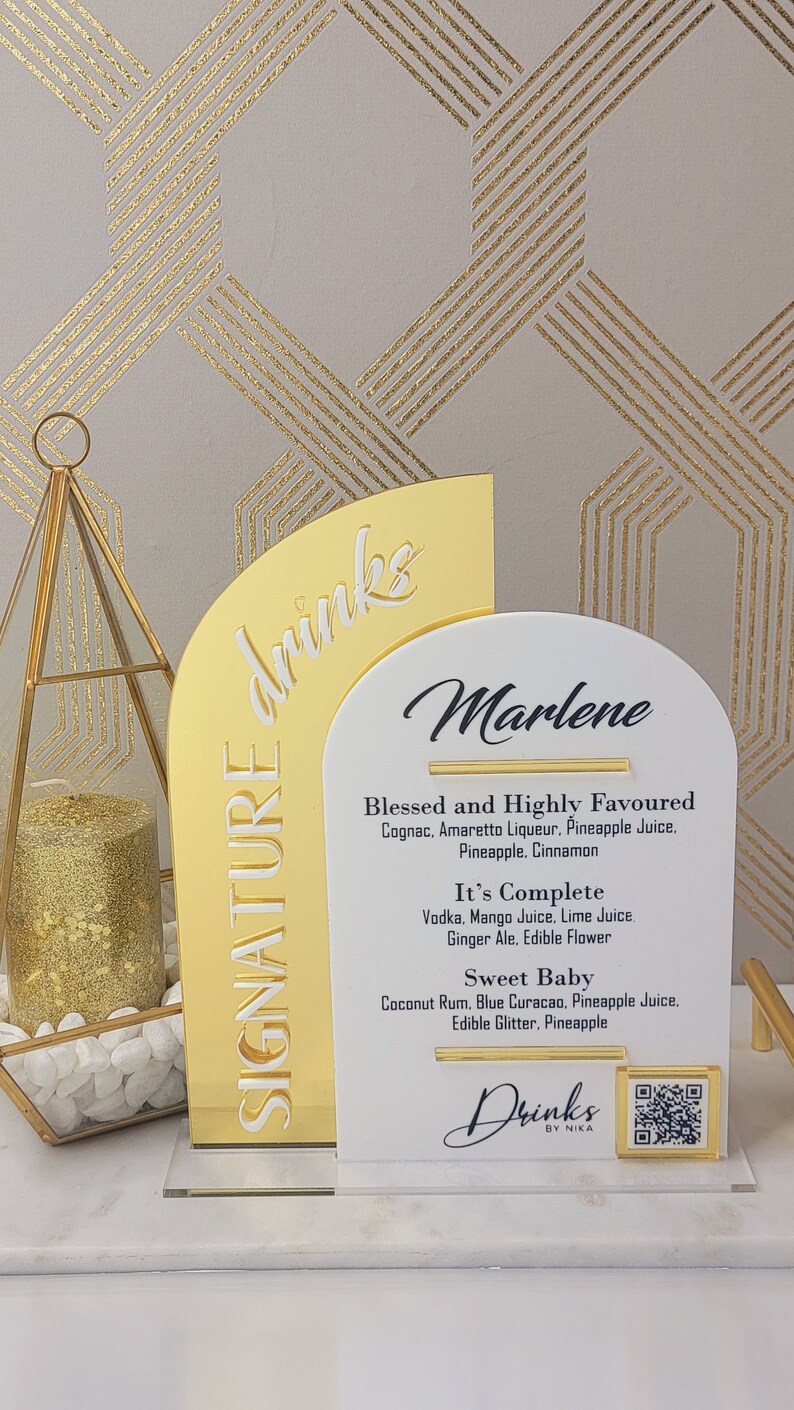 Stylish Acrylic Menu Sign for Bar Customized Wedding Menu Board ...