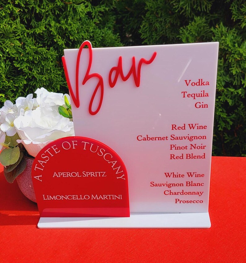 Double Arch Bar Menu, 3D Bar Writing, Wedding Decorstylish Acrylic Menu ...