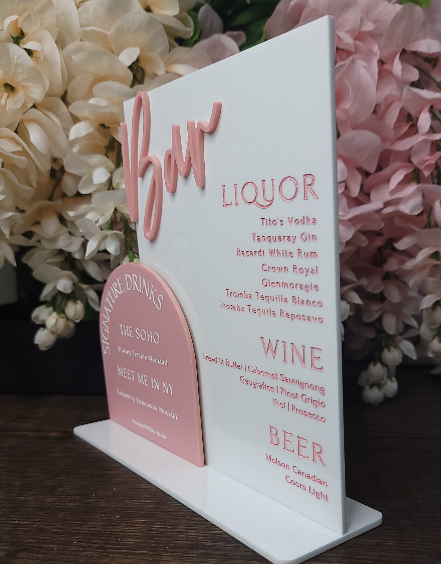 Acrylic Bar Menu Arch Bar Menu Custom Drinks Menu Bar Menu Wedding Menu ...